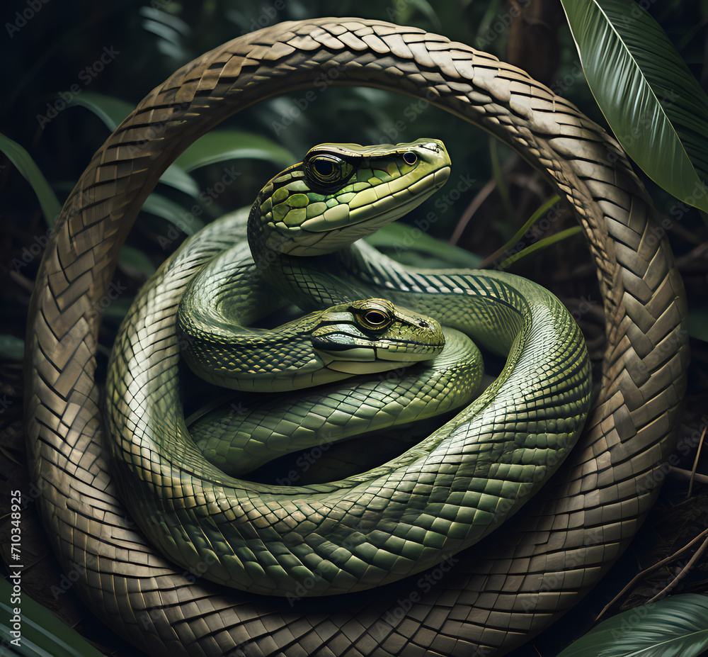 Black snake with white ring in the dark, mangrove snake, Agressive ...