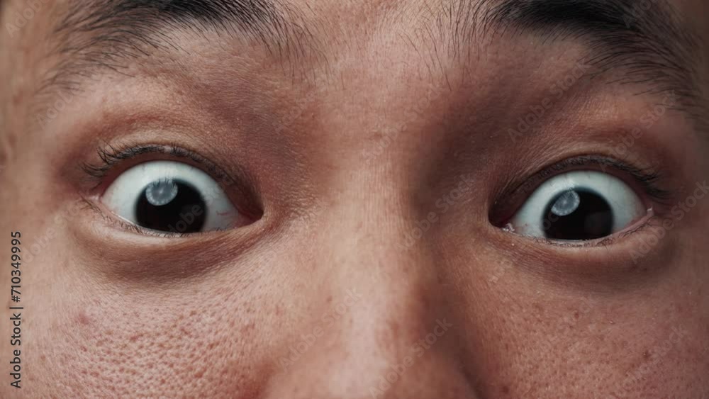 Portrait of Asian Man Face with Wide Surprised Eyes Looking at Camera ...