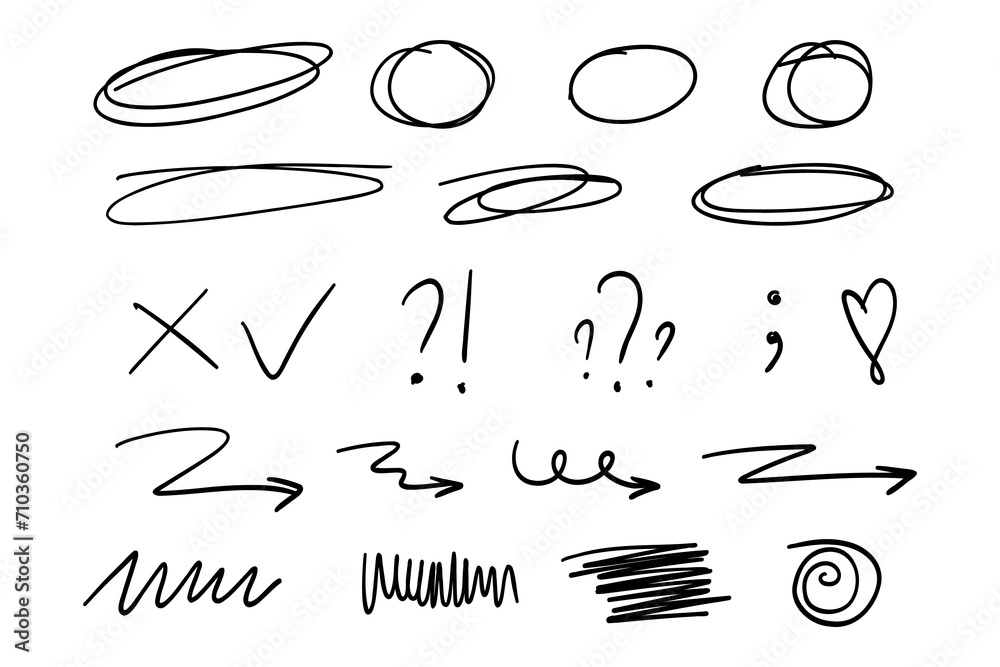 Hand drawn circle and arrow line for highlighting text. Rounds Bubbles ...