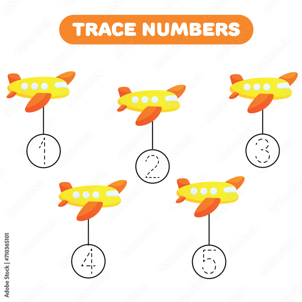 Trace and write numbers from 1 to 5. Handwriting practice for preschool ...