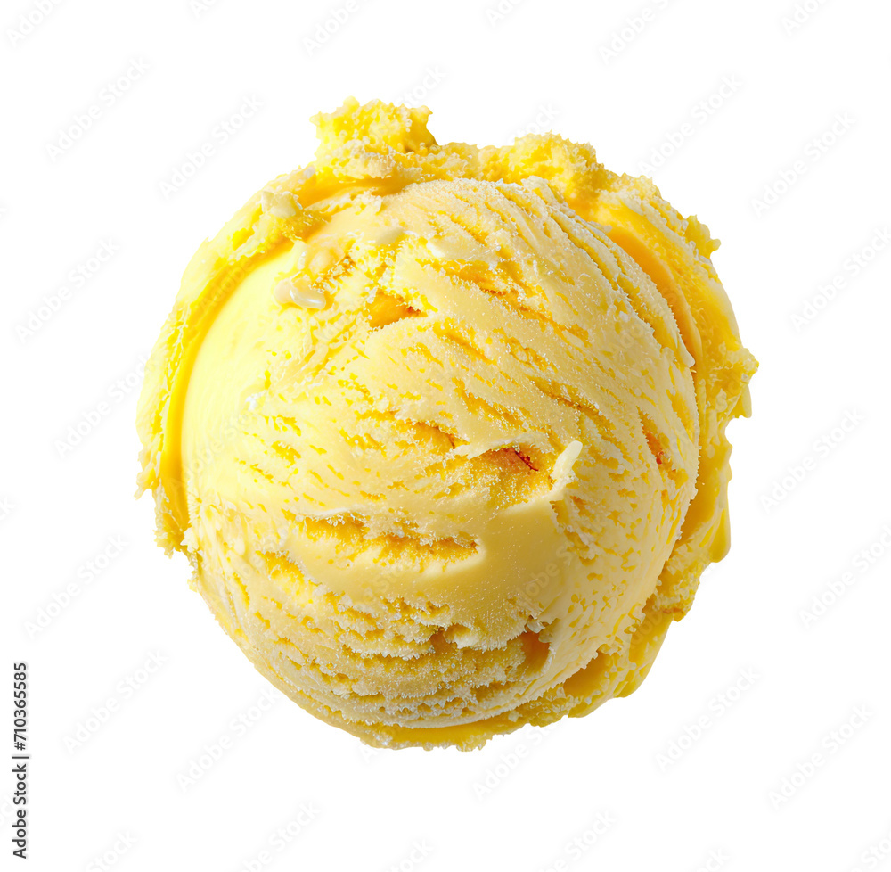 Yellow ice cream scoop isolated on transparent background, top view ...