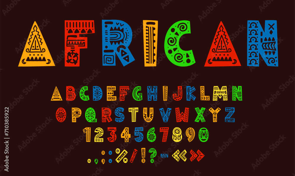 Vecteur Stock African font, tribal type, ethnic typeface, native ...