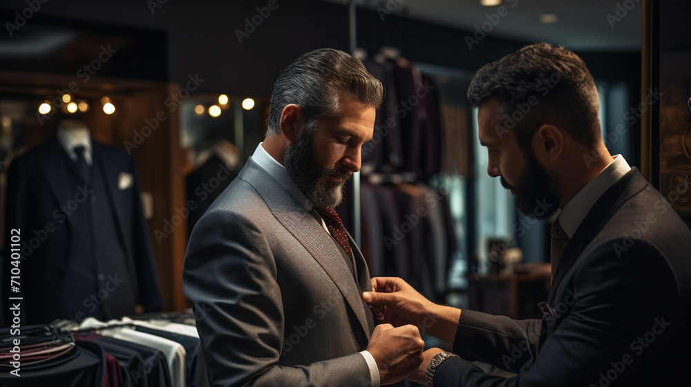 Custom Tailoring Excellence: Bespoke Suit Craftsman Adjusting a New ...
