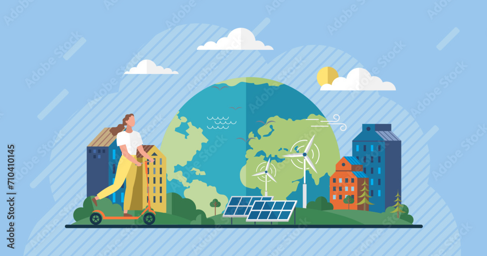 Clean city vector illustration. It encourages green building designs ...