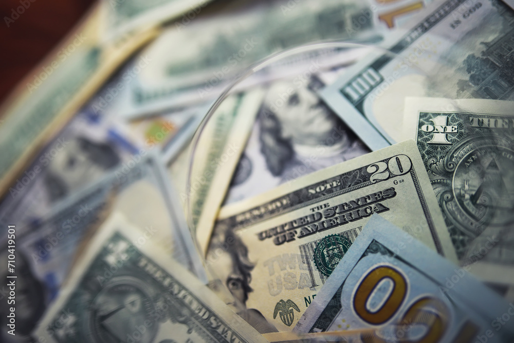 Group of money stack of 100 US dollars banknotes a lot of the ...