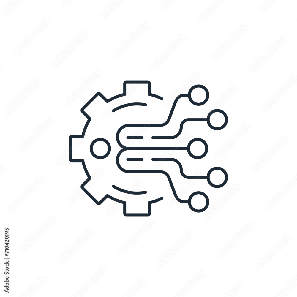 Digital transformation. Data engineering processing. Vector linear icon ... Digital transformation. Data engineering processing. Vector linear icon ...