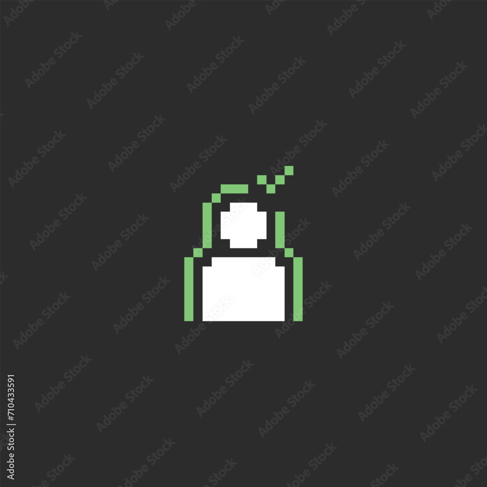 this check icon in pixel art with simple color and black background ...
