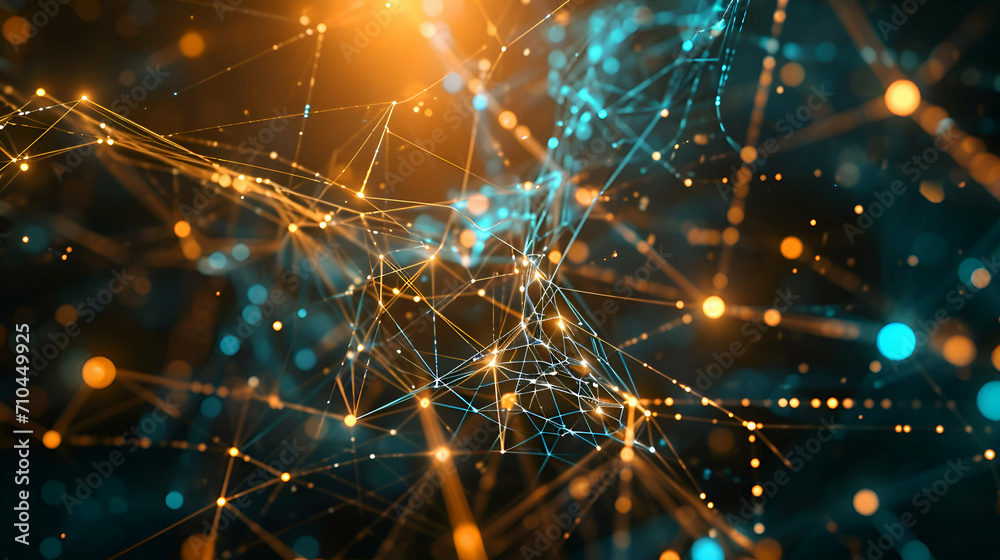 A technology background with an abstract representation of AI learning ...