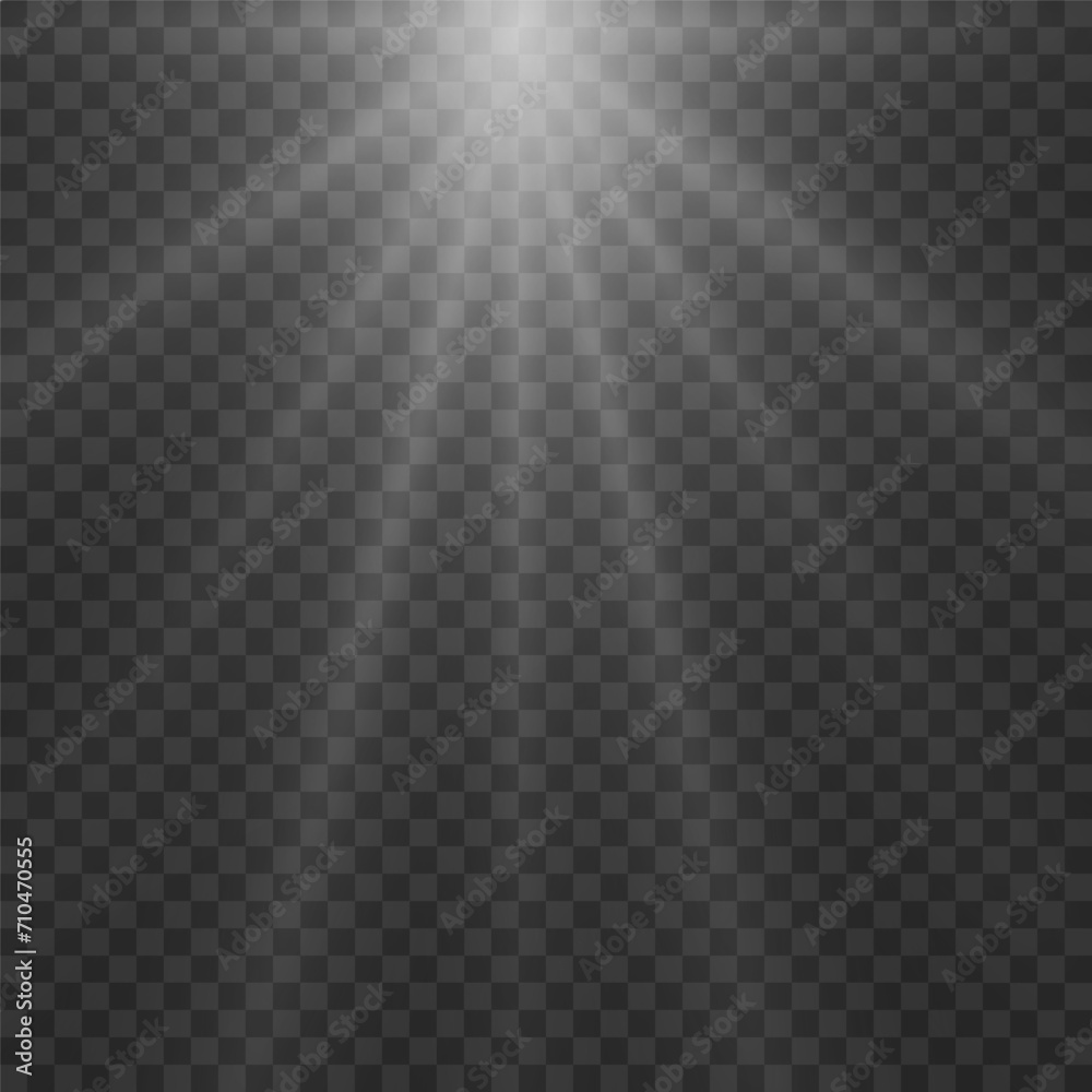 White flash light effect. The flare flashes with rays and spotlight ...