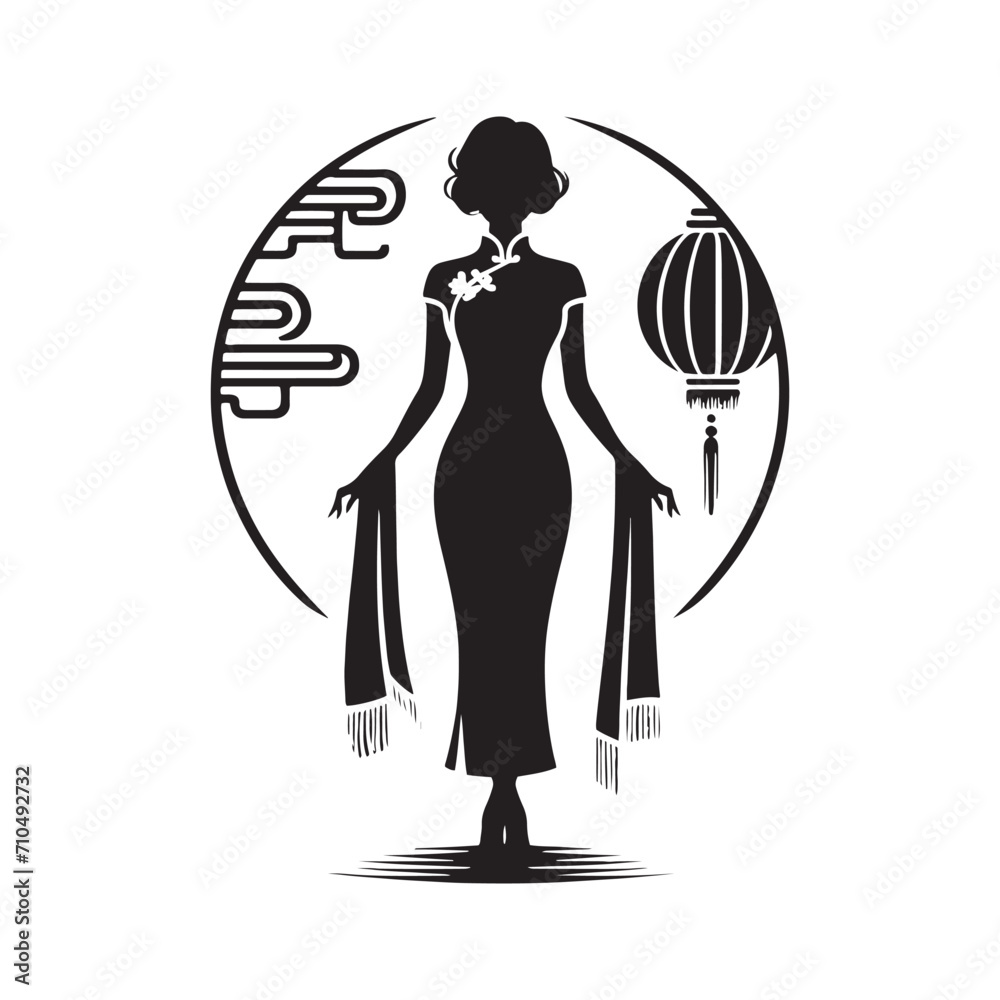 Awe-Inspiring Silhouettes: Traditional Chinese Dress Silhouette Stock ...