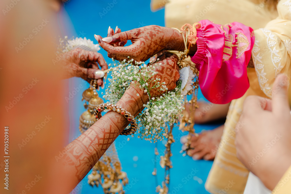 Indian hindu Haldi and chuda ritual Stock Photo | Adobe Stock