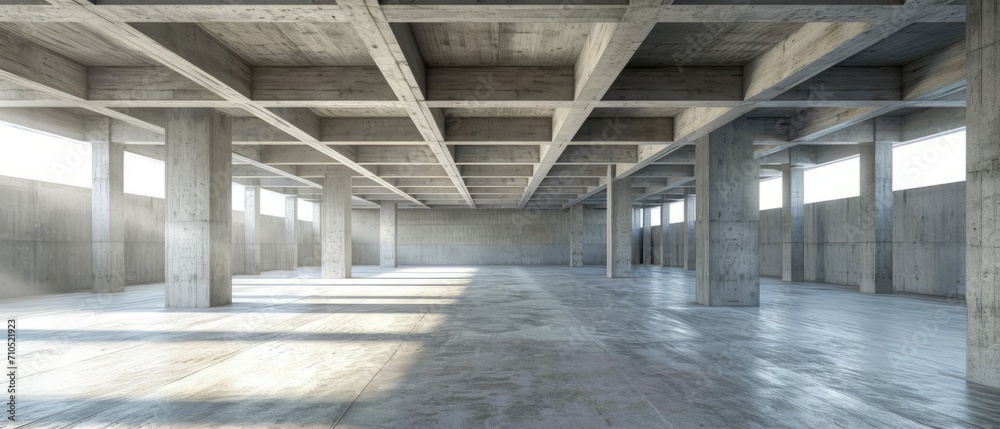 Empty underground parking background in modern building with concrete ...