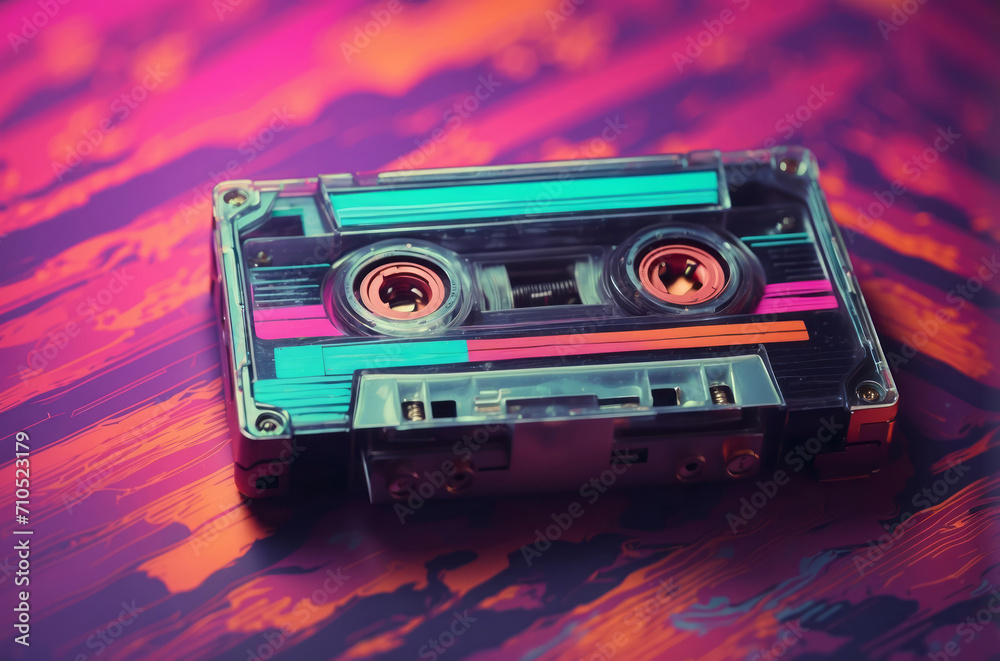 Retro music casette with retro colors eighties and nineties style ...