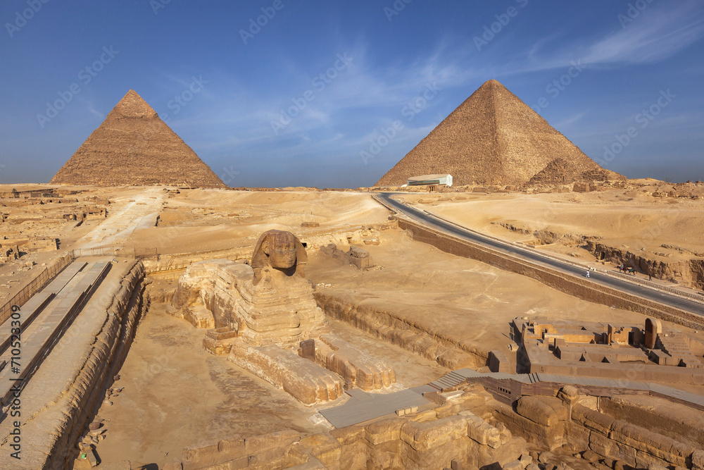 View of The Giza Necropolis, Famed archaeological site featuring the ...
