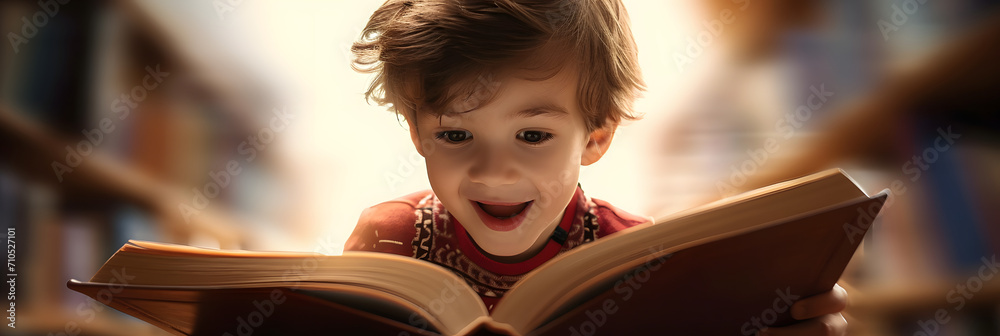 Learning and exploring new horizons concepts with Fascinated young boy ...