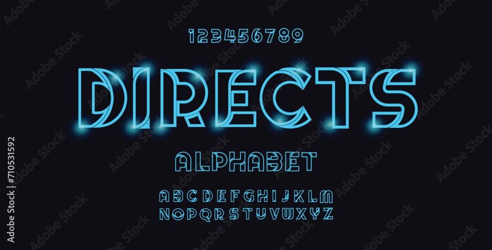 Double line monogram alphabet and tech fonts. Lines font regular ...