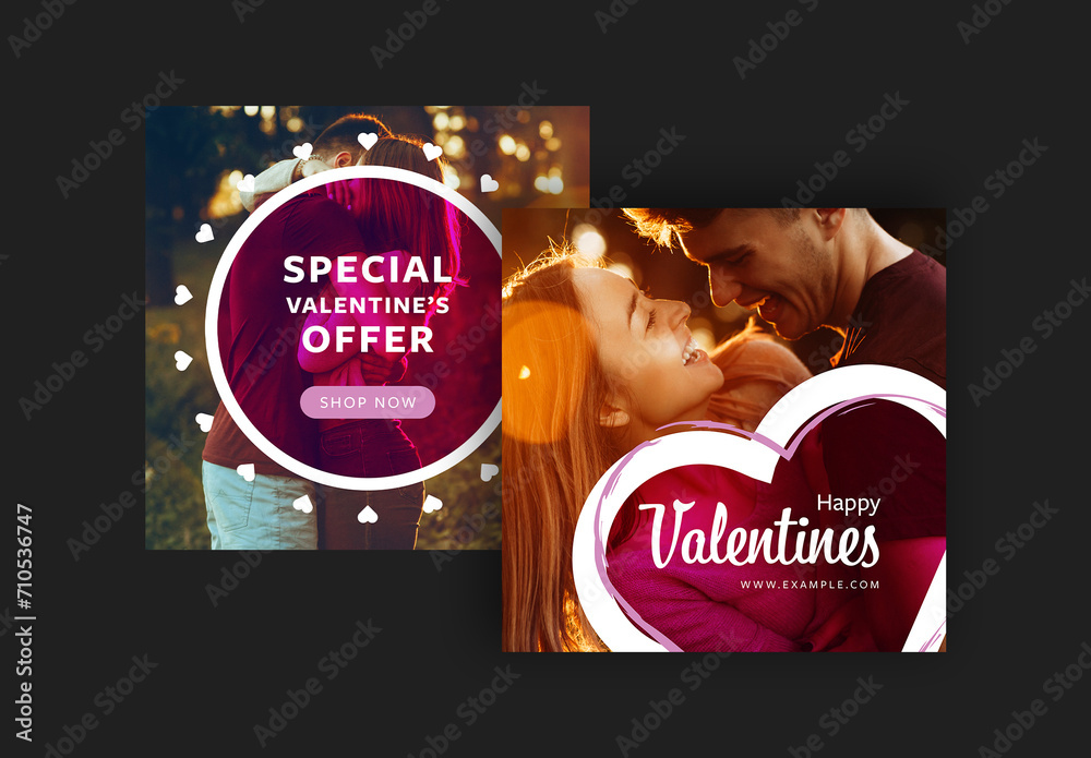 Valentines Frames For Social Media With Photo Placeholders Stock ...
