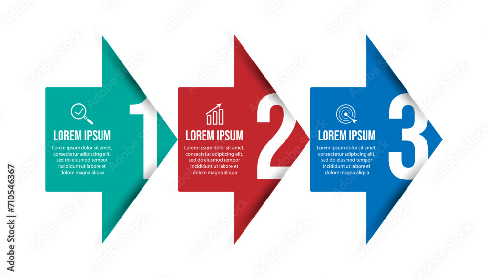 Simple infographic business with 3 parts or steps, there are icons ...