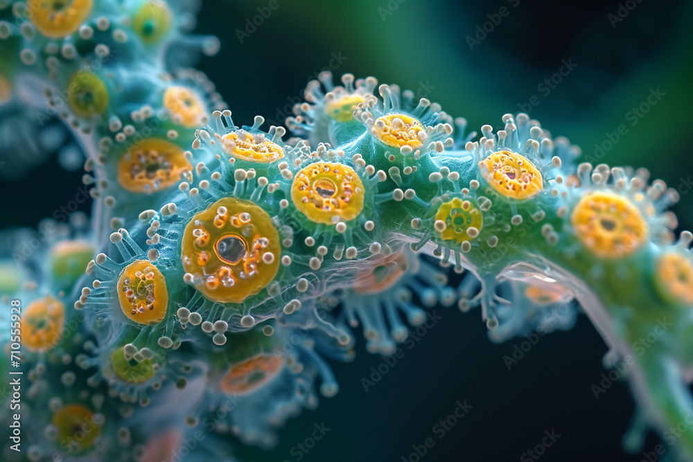 Amoeba proteus in its natural habitat under a microscope. Stock ...