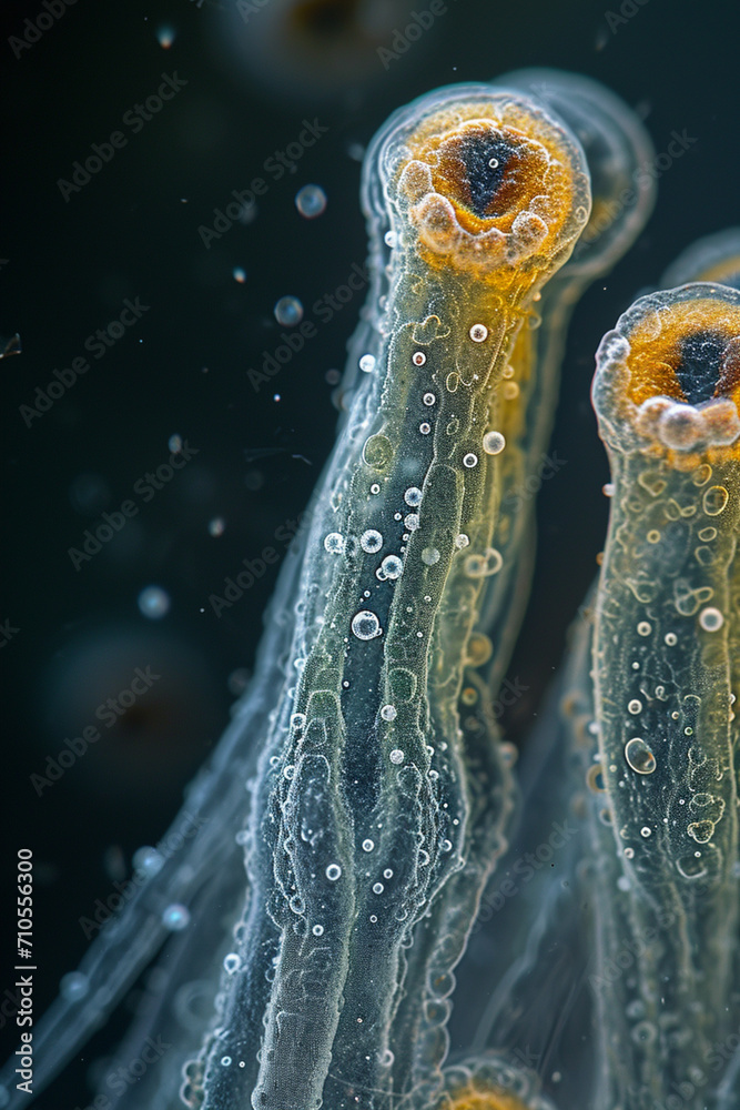 Stentor coeruleus feeding on bacteria, seen through a phase-contrast ...