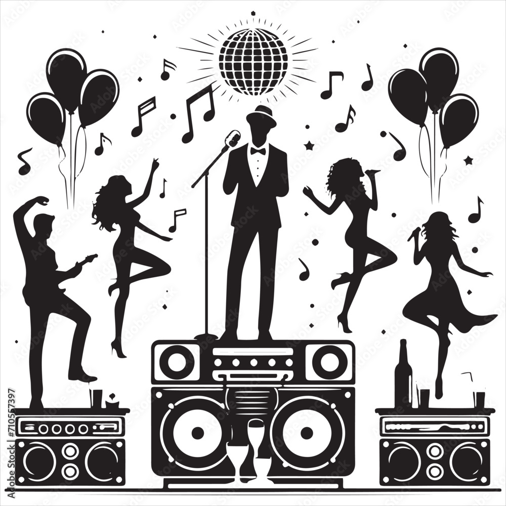 Dance of Shadows: Expressive Party Silhouette Stock to Amplify the ...