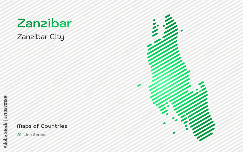 Zanzibar Map Shown in a Line Pattern. Stylized simple vector map. Stock ...
