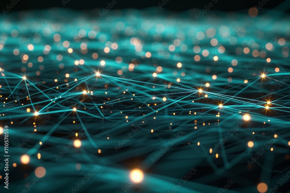 Connected glowing 3d grid, digitalization, wave, network. Generative AI ...