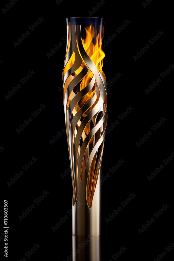 the Olympic torch being passed from one runner to another during the ...