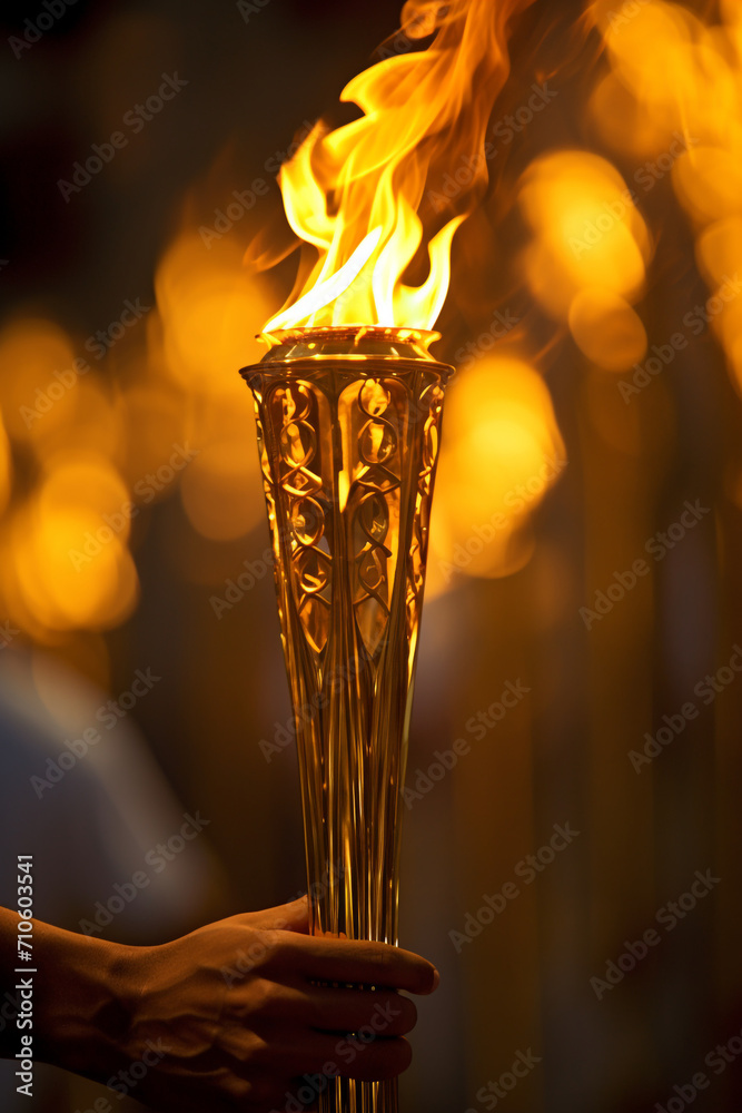 the Olympic torch being passed from one runner to another during the ...