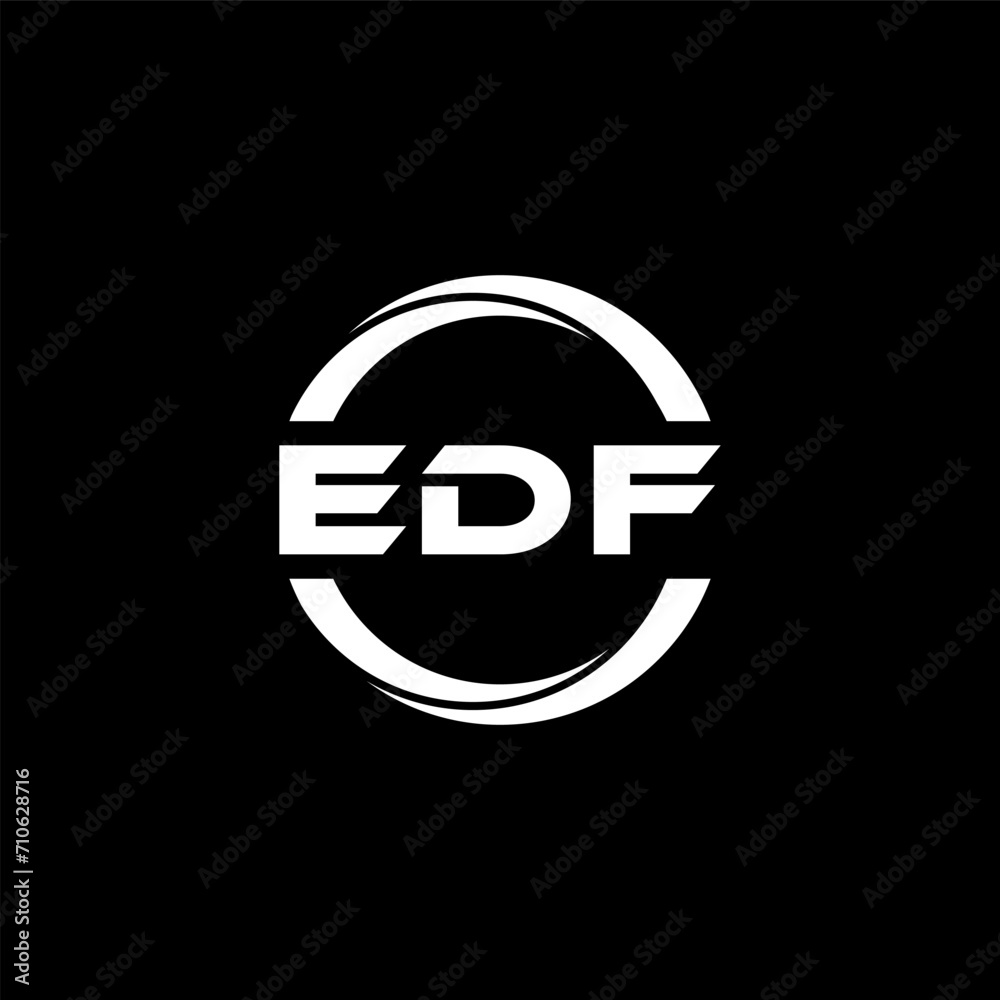 EDF letter logo design with black background in illustrator, cube logo ...