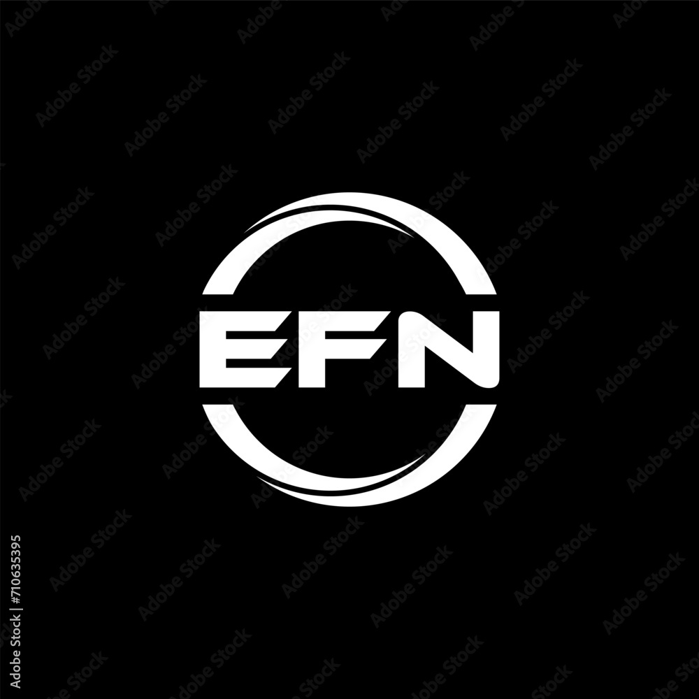 EFN letter logo design with black background in illustrator, cube logo ...