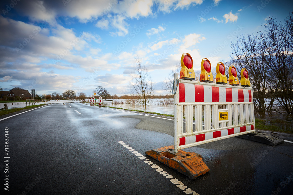 Gesperrte Strassen im Hochwassergebiet Stock Photo | Adobe Stock