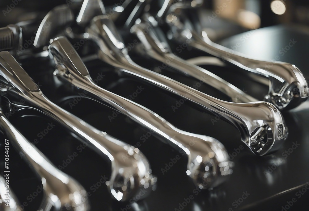 Golf club making Shiny chrome golf club iron heads ready for assembly ...