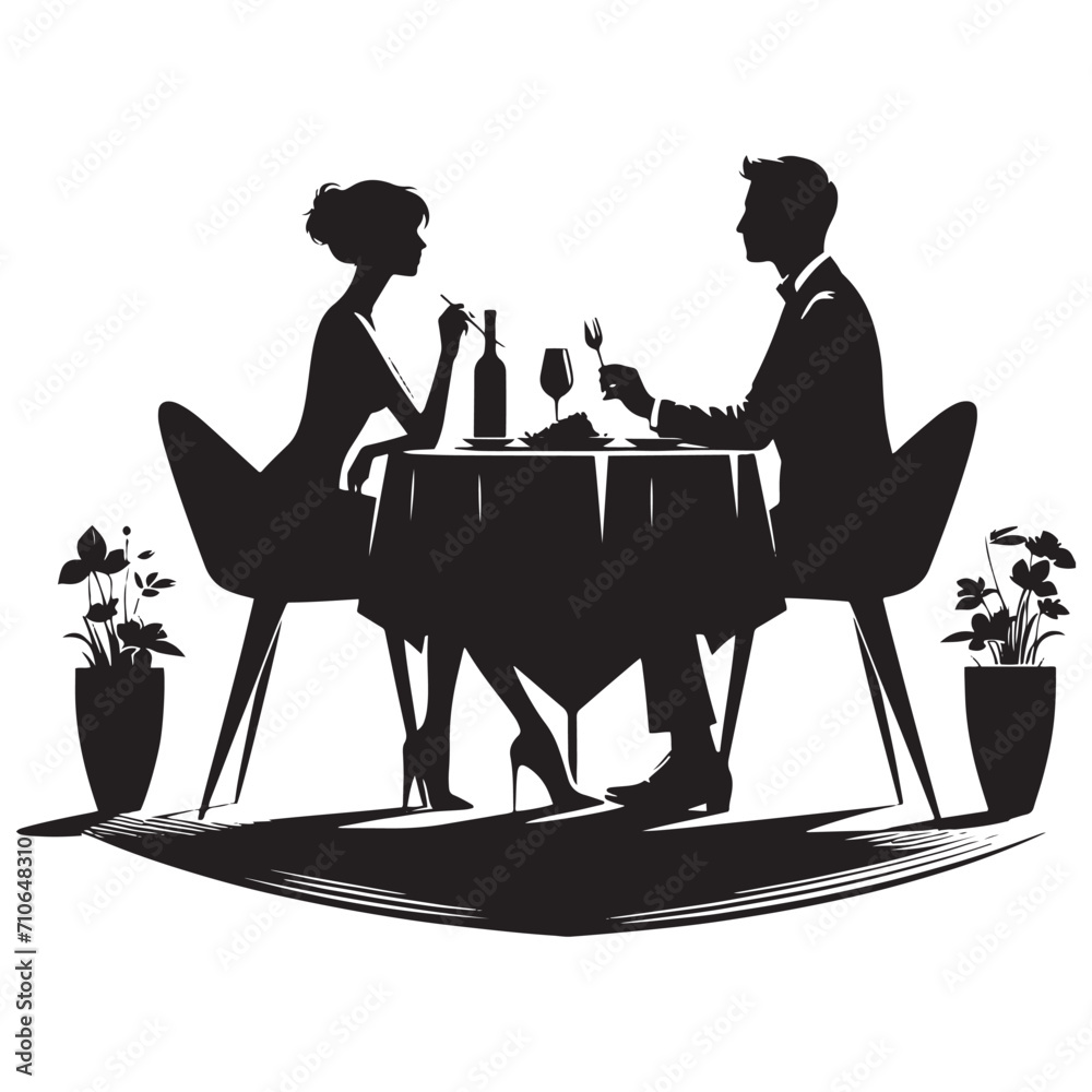 Dinner for two: A beautifully crafted romantic dinner silhouette ...