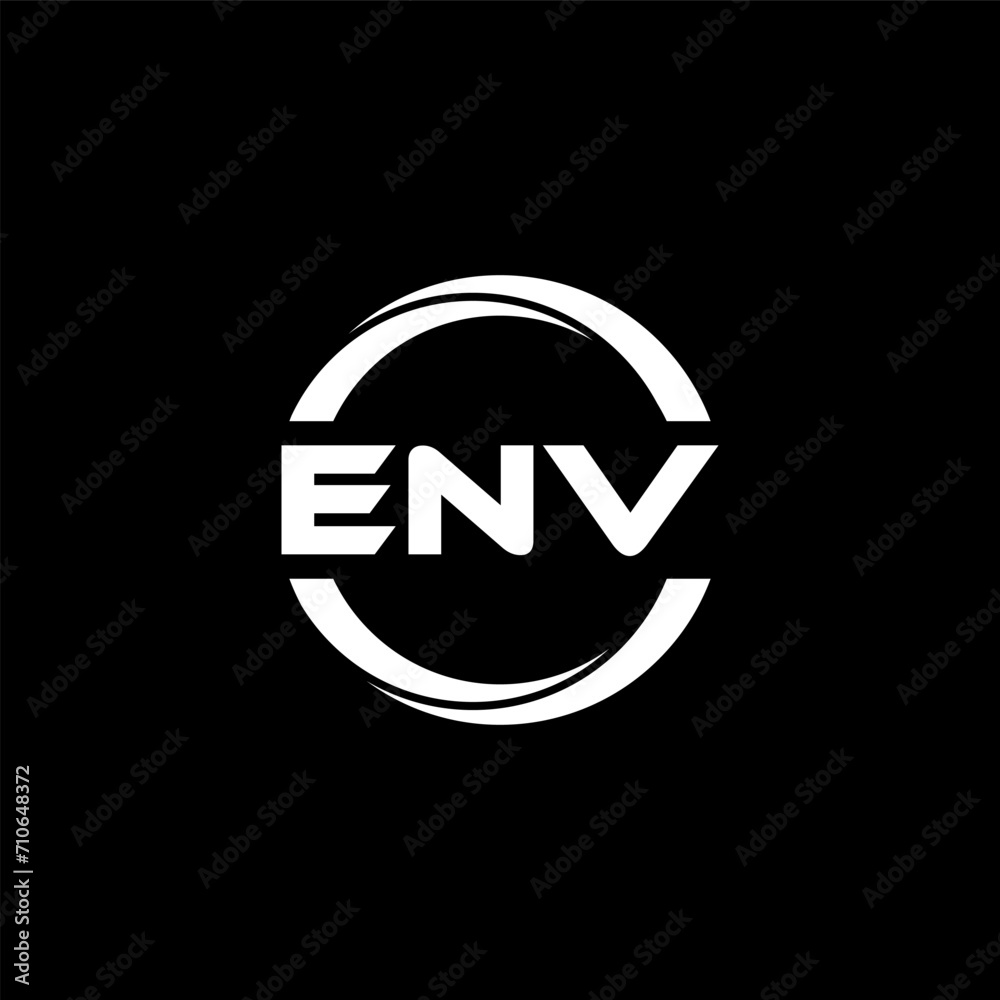ENV letter logo design with black background in illustrator, cube logo ...