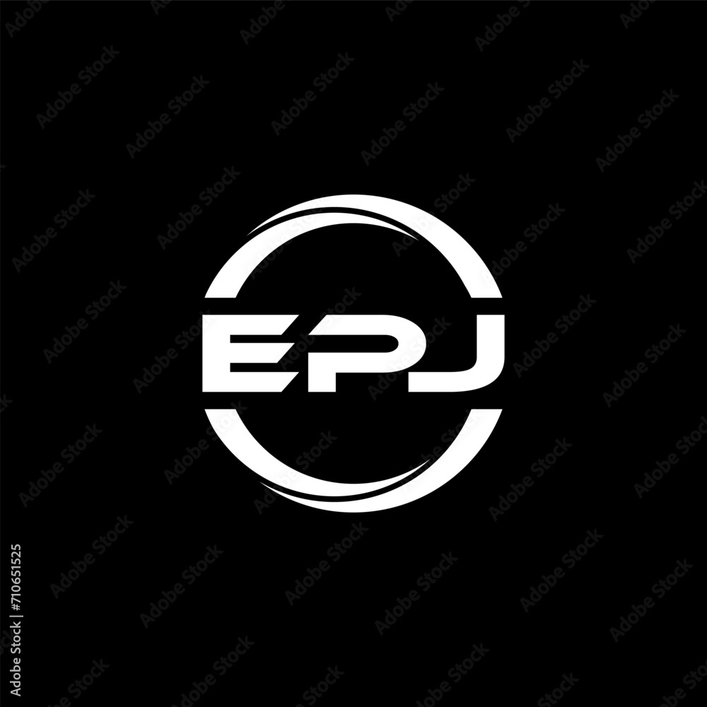EPJ letter logo design with black background in illustrator, cube logo ...