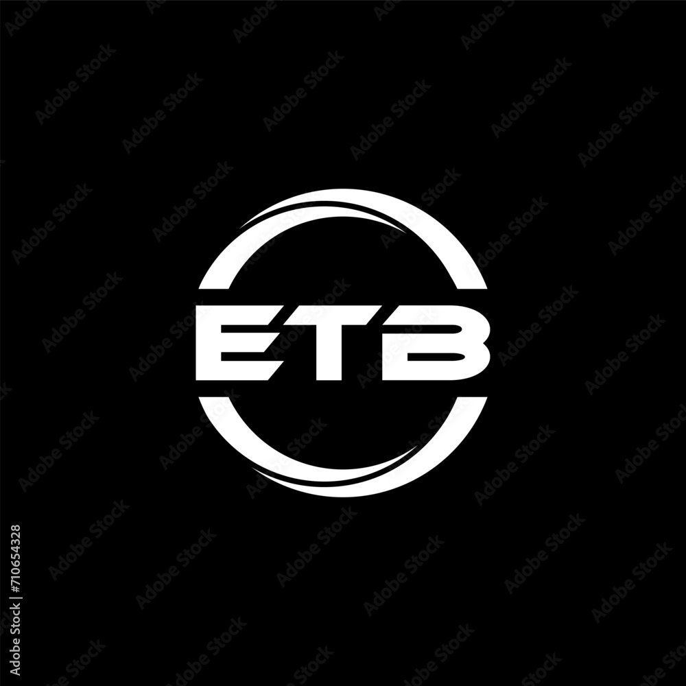 ETB letter logo design with black background in illustrator, cube logo ...