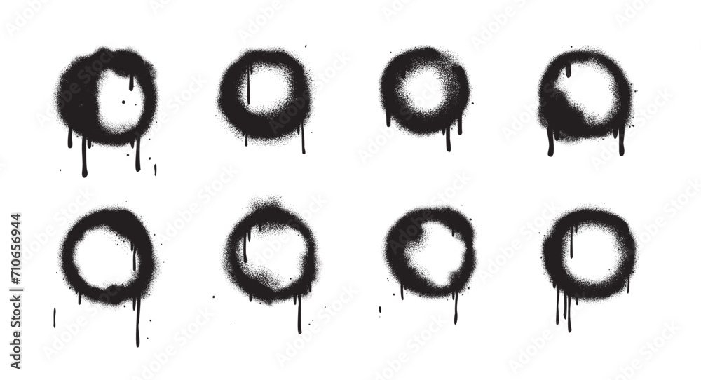 Graffiti Sprayed Circle Design Element in Black on White. Spray Paint ...