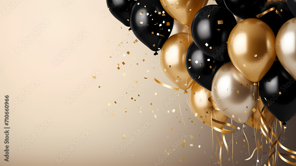 Birthday background with balloons and confetti for birthday card or ...