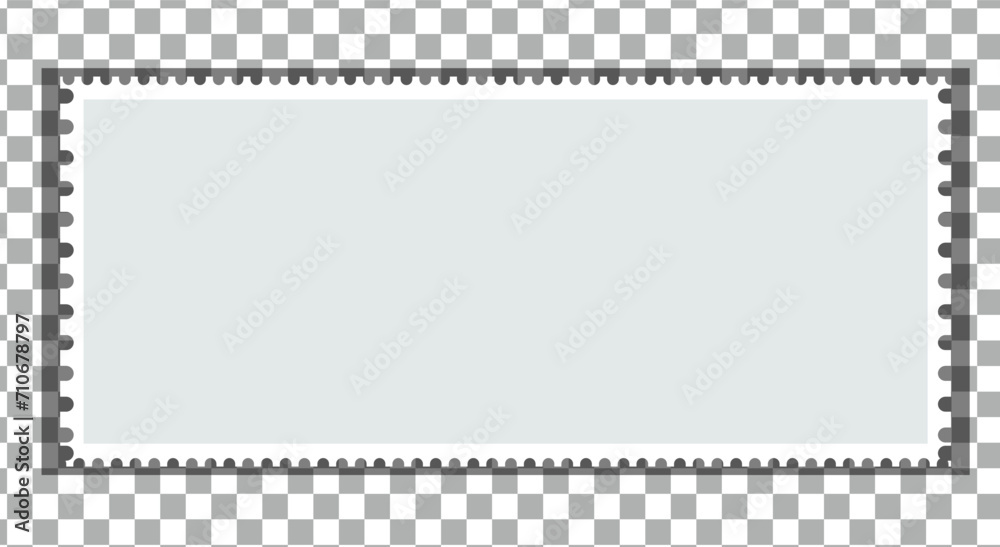Horizontal post stamp. Empty mail stamp. Postage perforated label ...