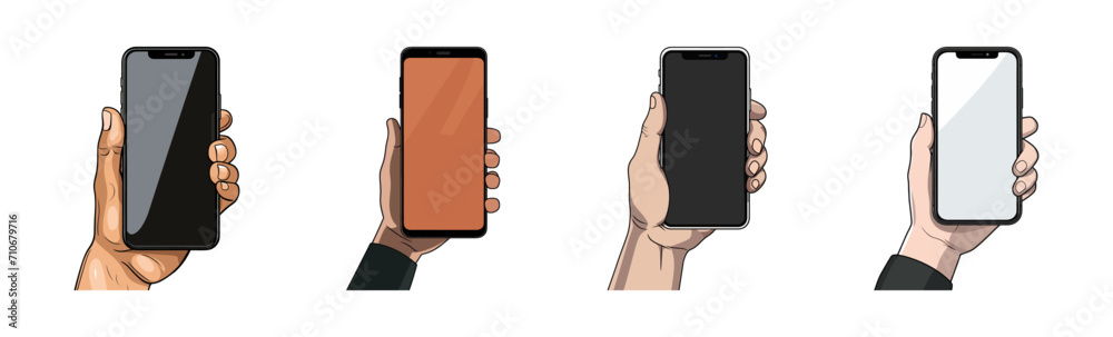 Hand holding smartphone. Cartoon vector illustration Stock Vector ...