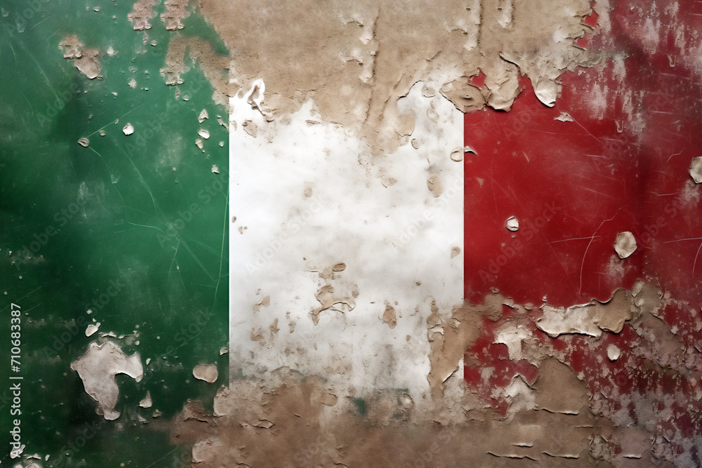 Flag of Italy background with a distressed vintage weathered effect ...
