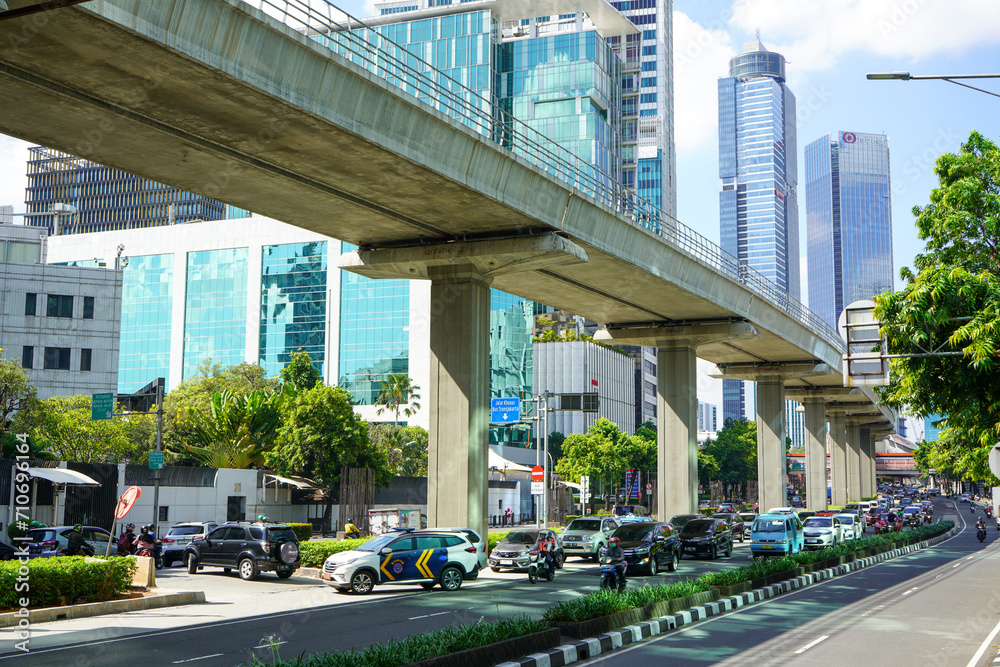 The situation on Jalan Rasuna Said in South Jakarta in the morning ...