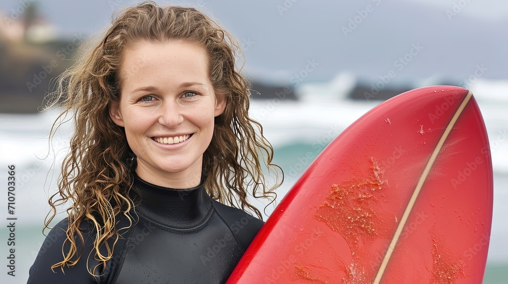 This sexy surfer with her long, flowing hair commands attention as she ...