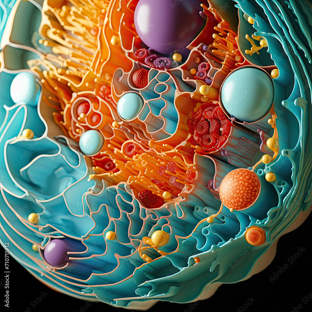 Cross Section of a Human Cell, Detailed Organelles and Cytoplasm ...