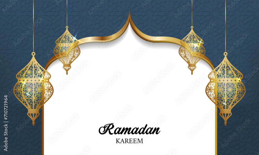 Elegant Islamic frame template with luxury gold lantern Stock Vector ...