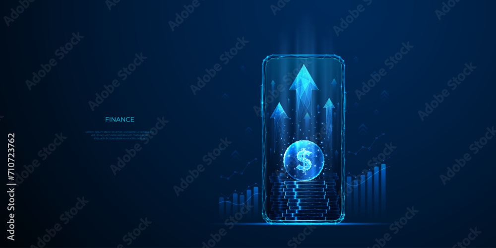 Increase Revenue. Business and finance concept. 3D money in light blue ...