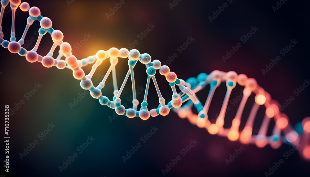 3d abstract - human dna model futuristic background. dna double helix ...