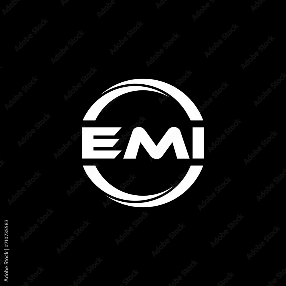 EMI letter logo design with black background in illustrator, cube logo ...