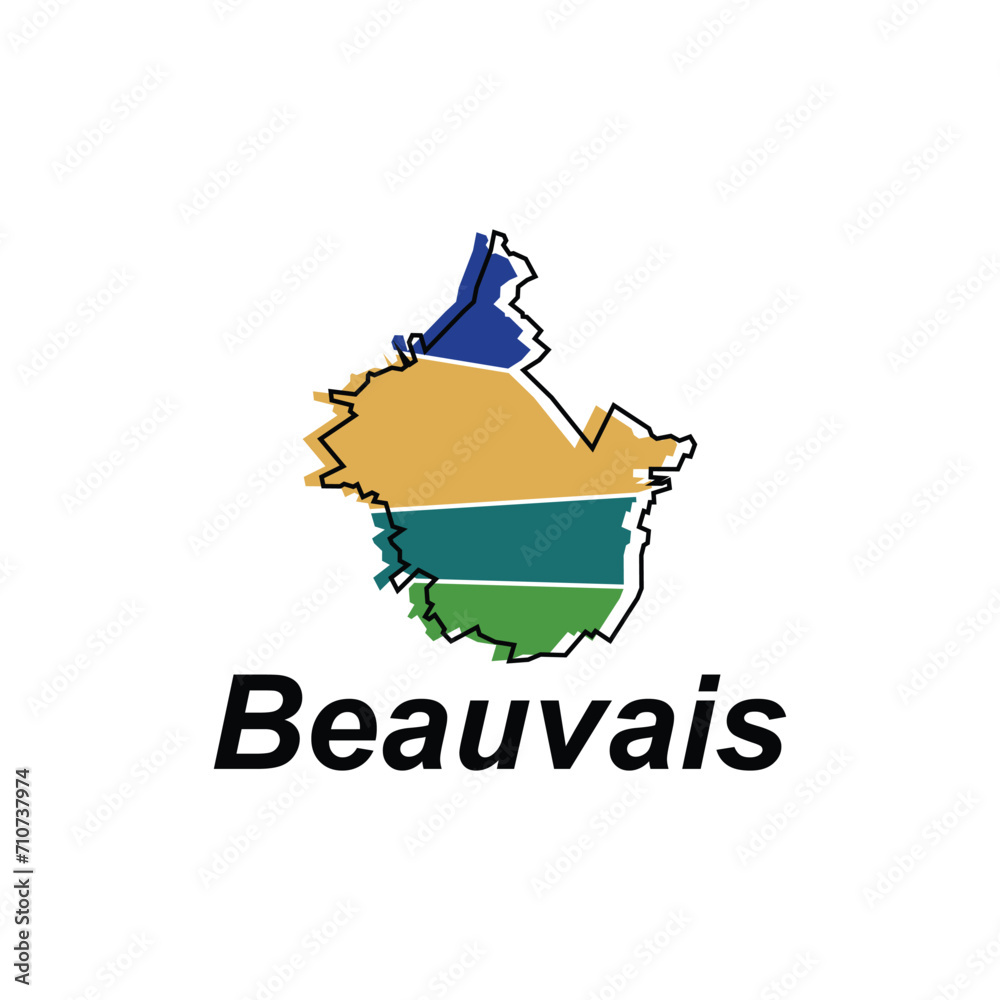 Map of beauvais vector design template, national borders and important ...